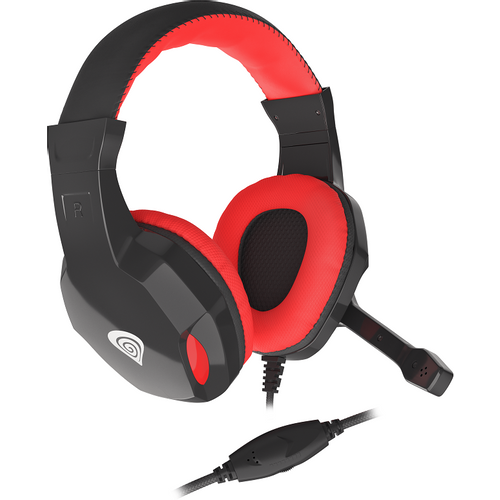 Natec GENESIS ARGON 110, Gaming Headset with Volume Control, 3.5mm Stereo, Black/Red