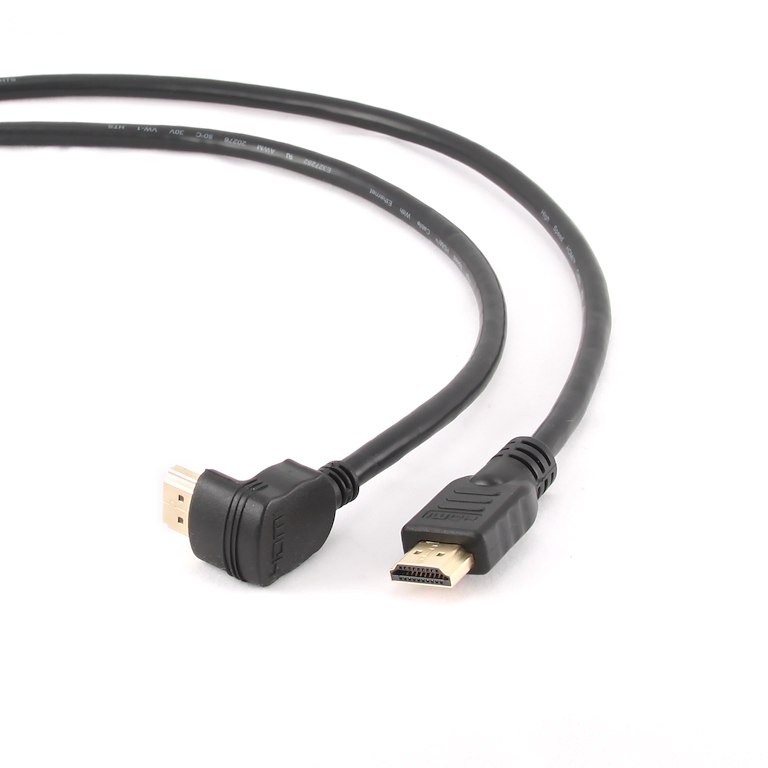 Gembird MONITOR Cable, High Speed HDMI 4K with Ethernet, HDMI/HDMI M/M, Gold Plated, 90 degrees angled connector, 1.8m