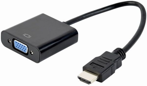 Gembird VIDEO Adapter HDMI to VGA HD15, M/F + Audio on Cable, Black