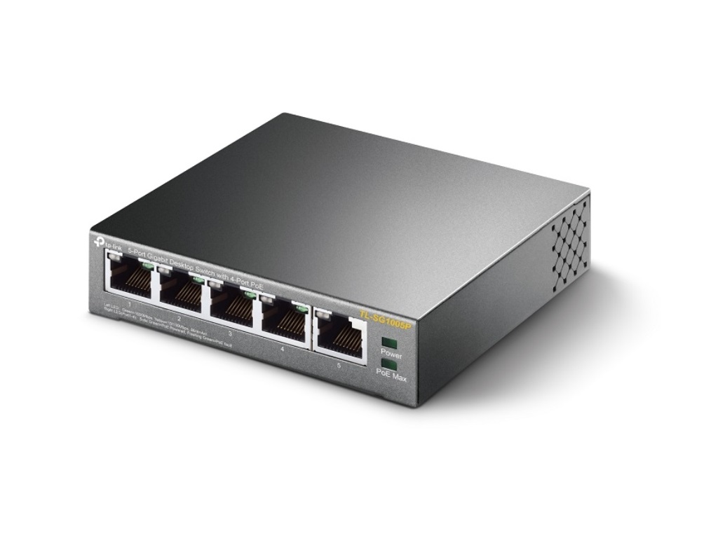 TP-Link Switch TP-LINK TL-SG1005P Gigabit/5x RJ45/10/100/1000Mbps/4x PoE+/56W PoE/metalno kuciste