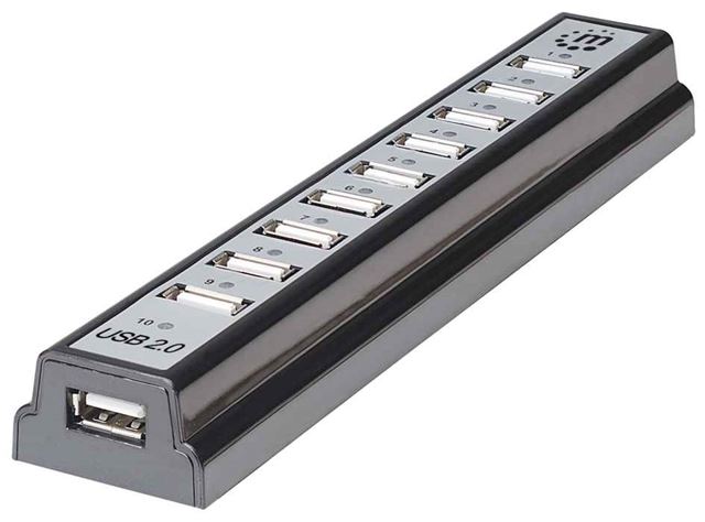 Intellinet USB HUB --> 10x USB 2.0, Bus/AC Powered, Manhattan 161572