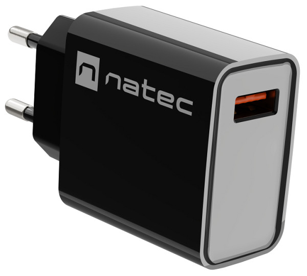 Natec RIBERA USB Type-A Charger, QC3.0, 3A 18W, Black