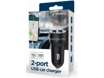 GEMBIRD TA-UC-2A15-CAR-01 Gembird 2-port USB car charger, 3.1A, 15.5W, black