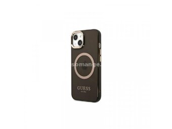 Guess Futrola za iPhone 13 Pro Black Gold Outline Translucent MagSafe