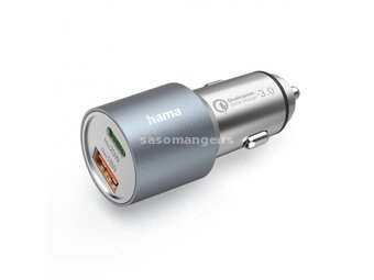 HAMA Brzi Auto Punjač 1xUSB-C PD,1xUSB-A QC, 38 W, Metal