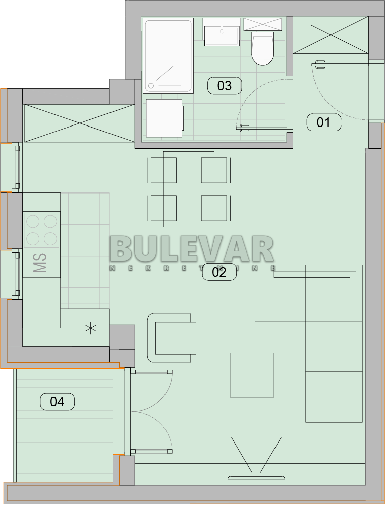 Jednosoban stan, 36 m2, Daničićeva ID: p-012033