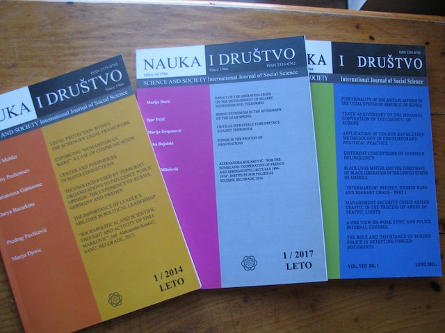 NAUKA I DRUŠTVO 1/2014, 1/2017, 1/2021