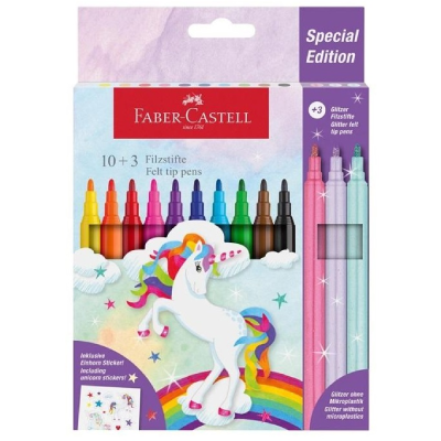 Flomaster školski - Faber Castell, Castle unicorn, 1/10+3