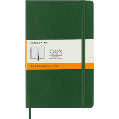 Moleskine - Notebook, large, rulled, soft, myrtle green