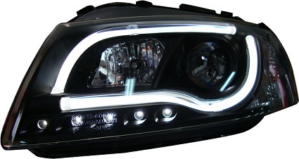 Audi A3 Black 03-08 (real DRL, LED TUBE)