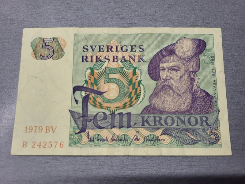 Švedska, 5 kruna, 1979, VF