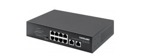 Intellinet 8-Port Gb PoE+ Switch 2 RJ45 Gigabit Uplink Ports