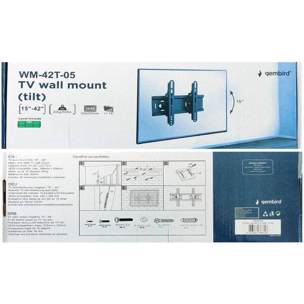 WM-42T-05 ** Gembird tilt VESA max 20x20cm 15-42 max. 20kg(319)