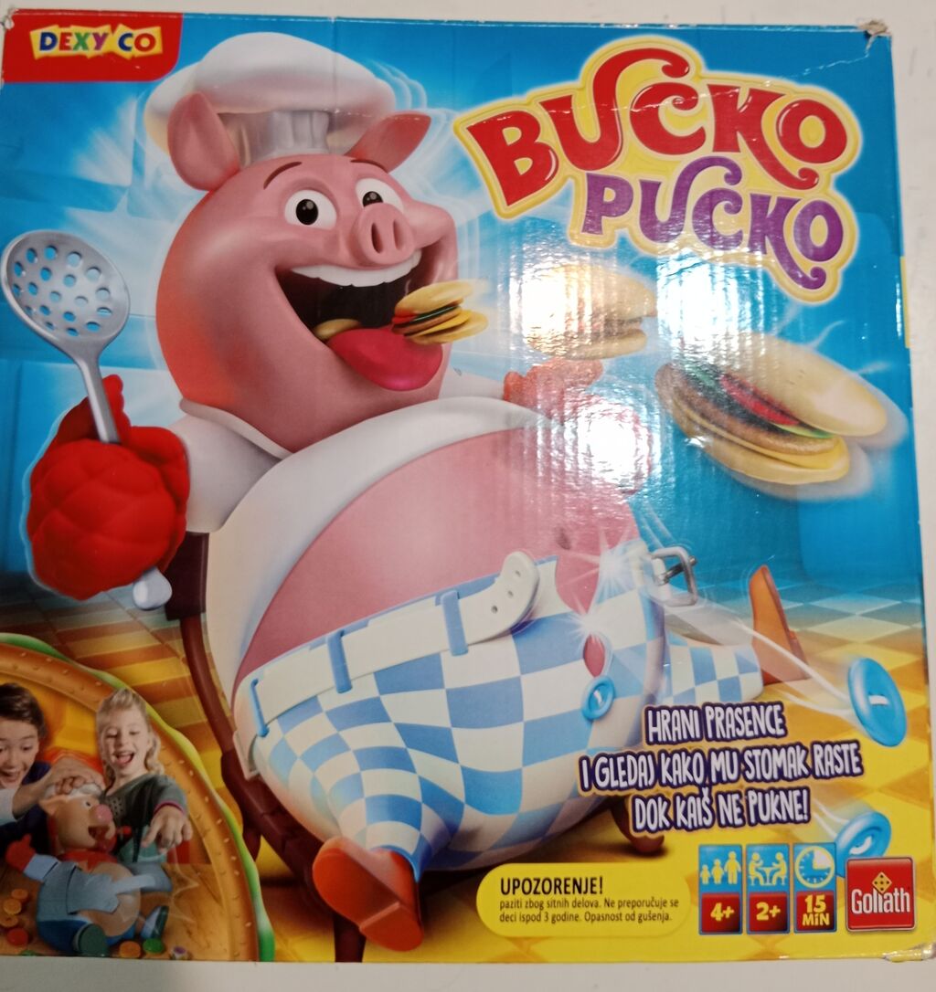 Bucko pucko društvena igra za decu iz Dexy Co Kids GUMA na stomaku mu