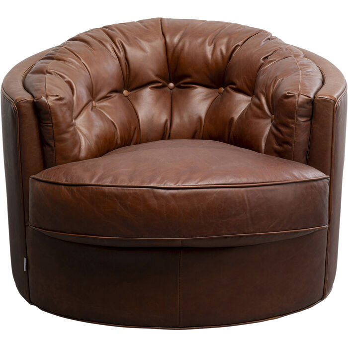 Swivel Armchair Music Hall Leather Brown