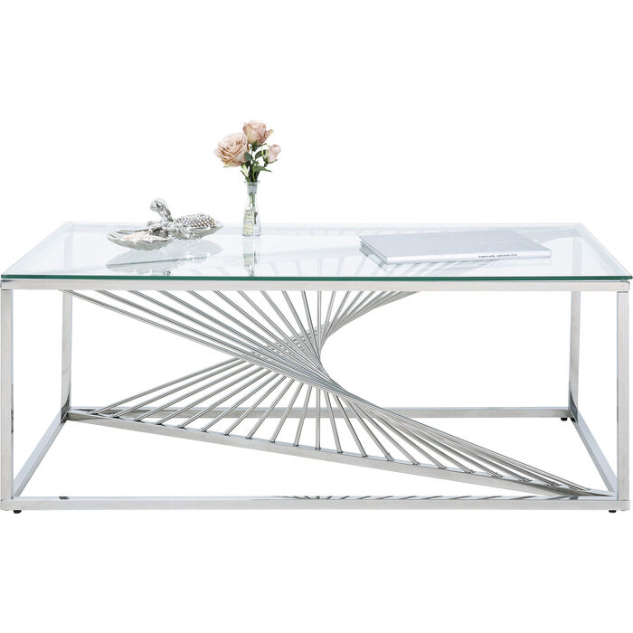 Coffee Table Laser Silver Clear Glass