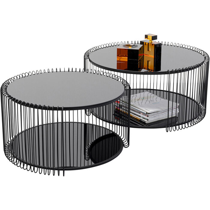 Coffee Table Wire Double Black (2/Set)