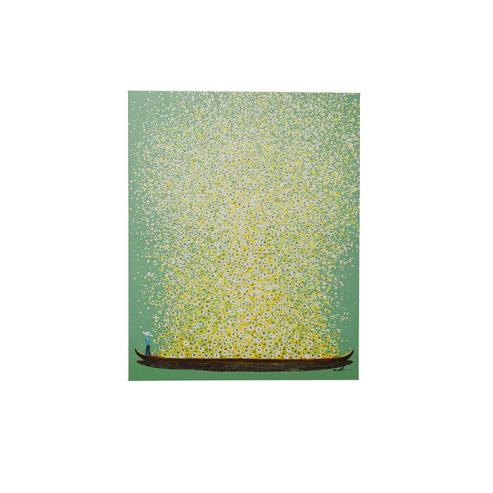 Canvas Picture Flower Boat Green Yello