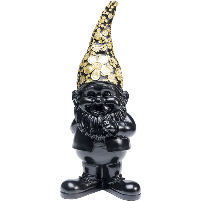 Deco Figurine Gnome Standing Black Gol