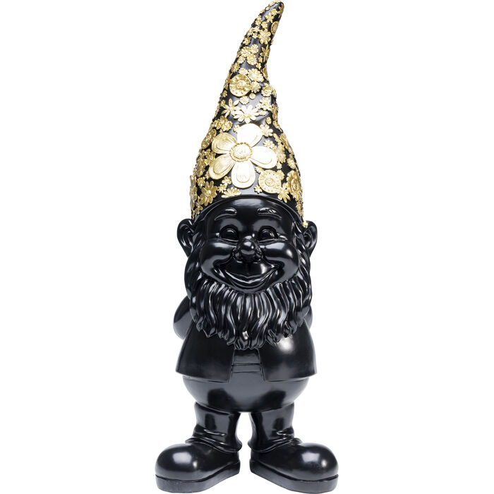 Deco Figurine Gnome Standing Black Gol