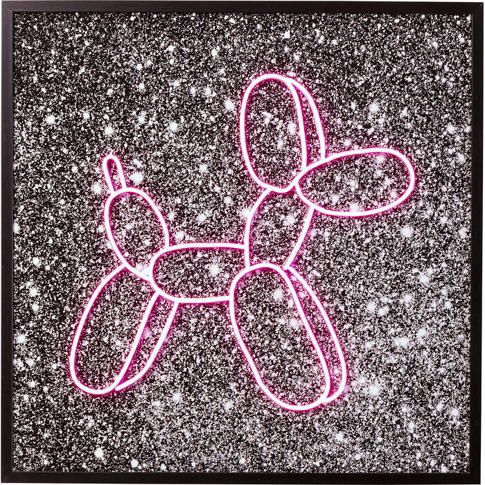 Glass Picture Balloon Dog LED 80x80cm