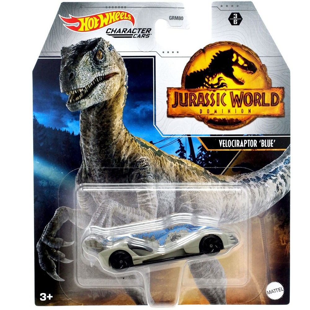 Hot Wheels metalni autić Jurassic World Velociraptor blue