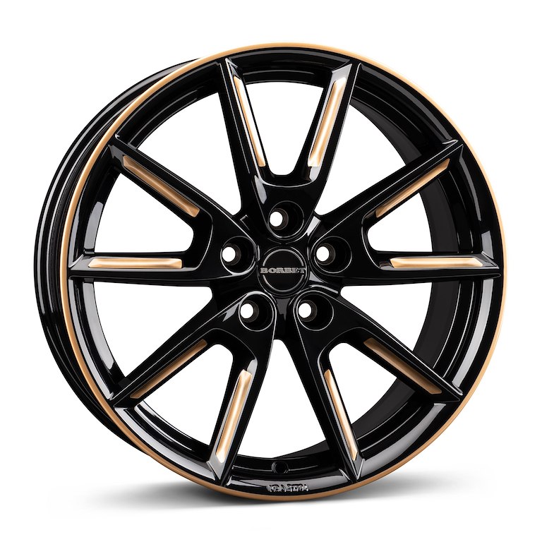 BORBETLX18 BLACK GLOSSY GOLD SPOKE RIM 18x8-5/114.3