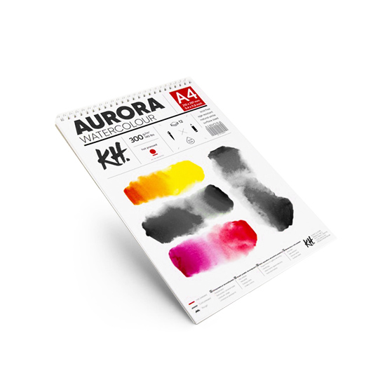 Akvarel blok AURORA hot press sa spiralom - 12 listova | različiti formati