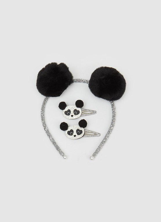 Pack a rhinestone headband and 2 hairpins Crna ultrablack