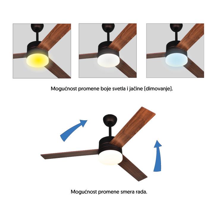 PROSTO plafonski ventilator sa svetlom -drvene elise