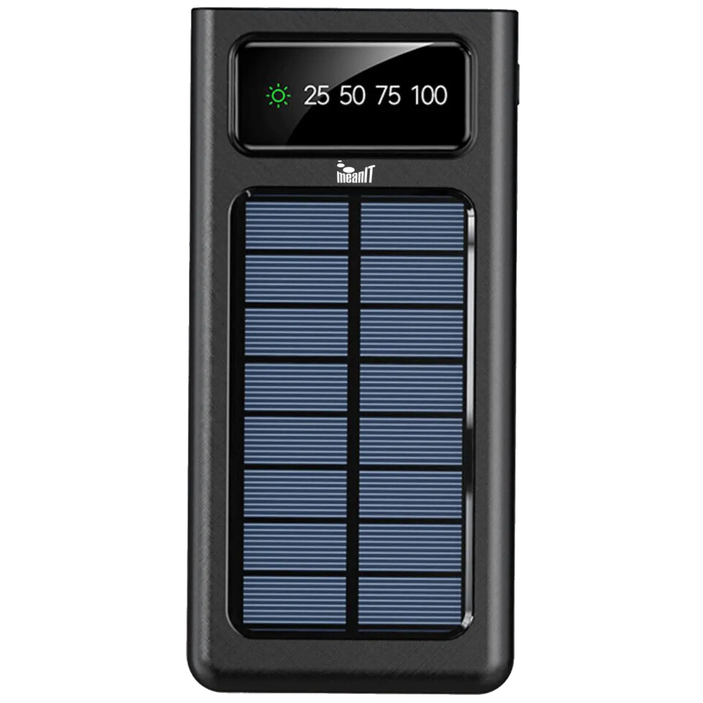 MeanIT Prenosni punjač za mobilne telefone + lampa, solarni, 10000mAh - P1, crni