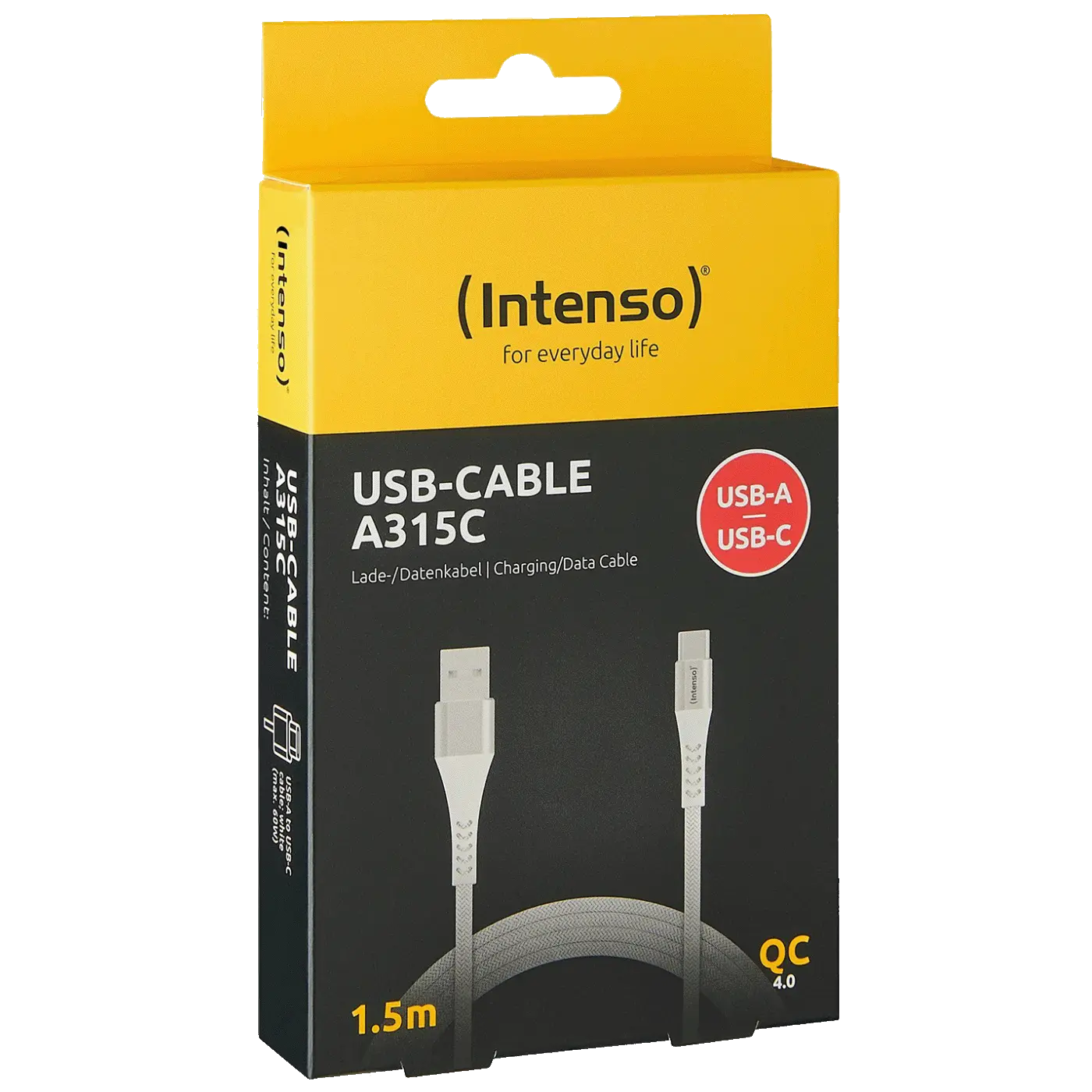 Intenso USB kabl za pametni telefon, USB-A na USB tip C, 1,5 metar. - USB-kabel A315C, beli