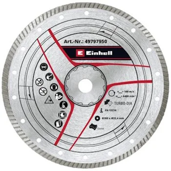 Dijamantna rezna ploca 300×25.4mm Turbo EINHELL
Dijamantna rezna ploca 300×25.4mm Turbo EINHELL