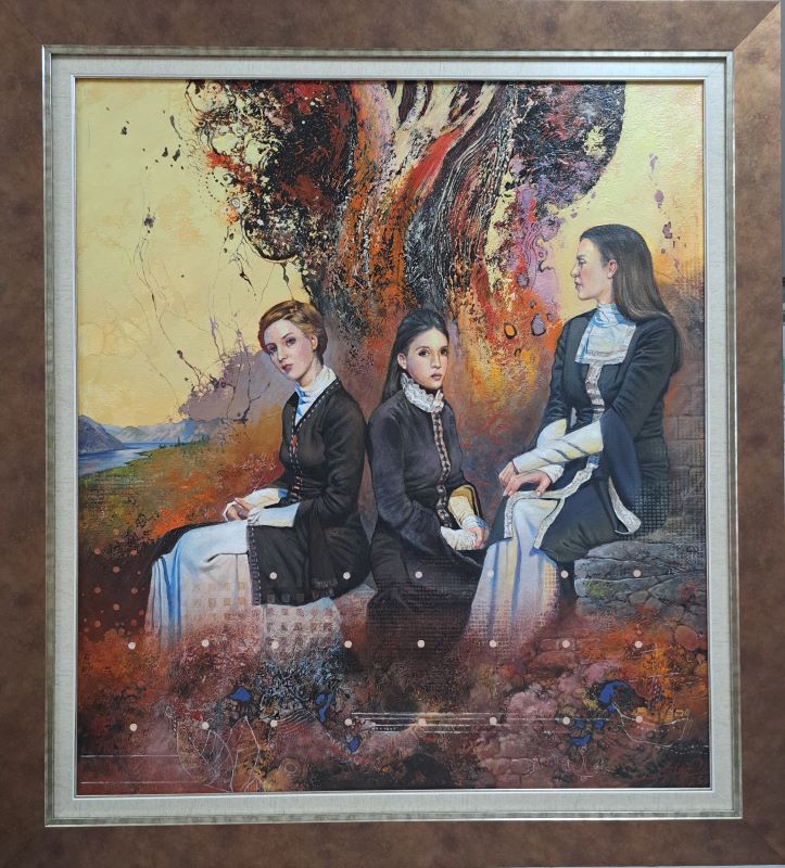 Tri sorele, Šandor Šlajf, ulje na platnu, sa 116×105 cm, bez 98×87 cm, sertifikat, 1600 eura