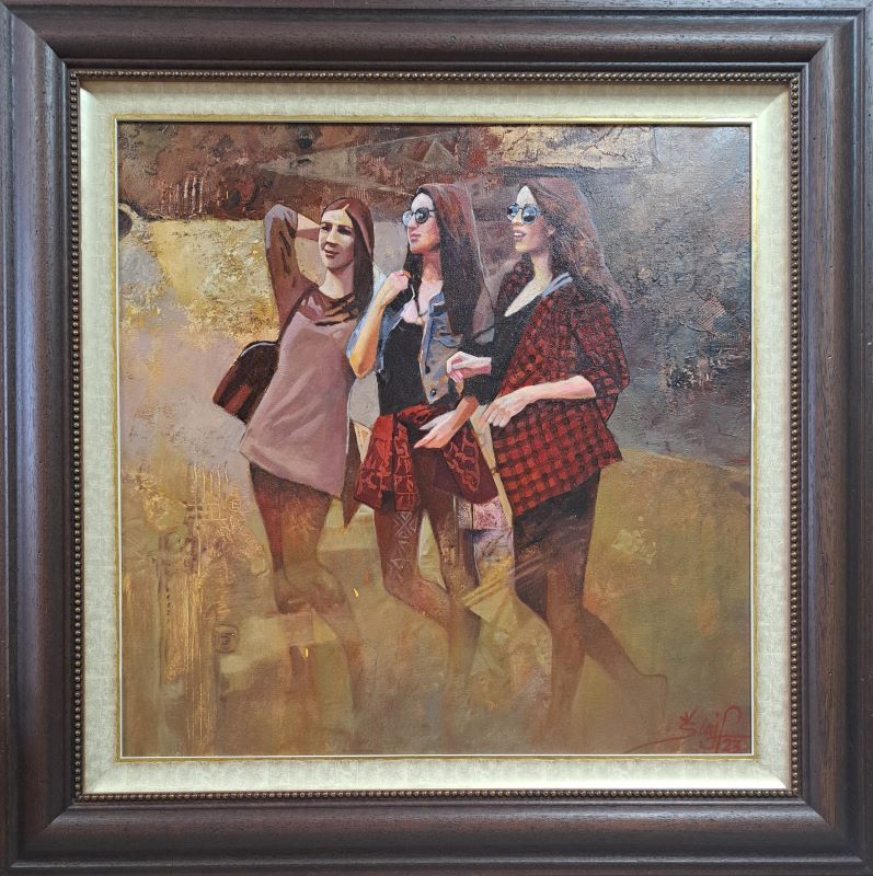 Modeli, Šandor Šlajf, ulje na platnu, sa 82×82 cm, bez 60×60 cm, sertifikat, 1050 eura