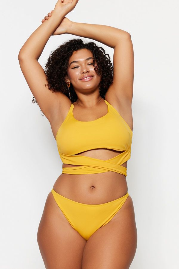 TRENDYOL CURVE YELLOW LOW WAIST BIKINI BOTTOMS