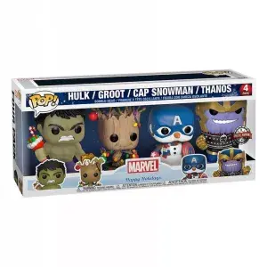 Funko POP! Marvel: Holiday Bobble Head Figurice Hulk / Groot / Cap Snowman / Thanos 4PK