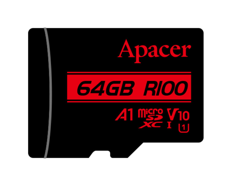 APACER - Memorijska kartica microSDXC UHS-I U1 Class10 V10 A1 R100 64GB AP64GMCSX10UB-RA