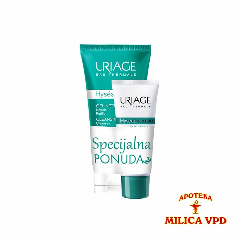 Uriage Hyseac 3 regular krema 40ml + Uriage Hyseac gel za umivanje 150ml