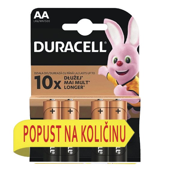 Baterija Duracell alkalna AA LR6