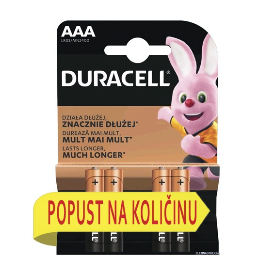 Baterija Duracell alkalna AAA LR03