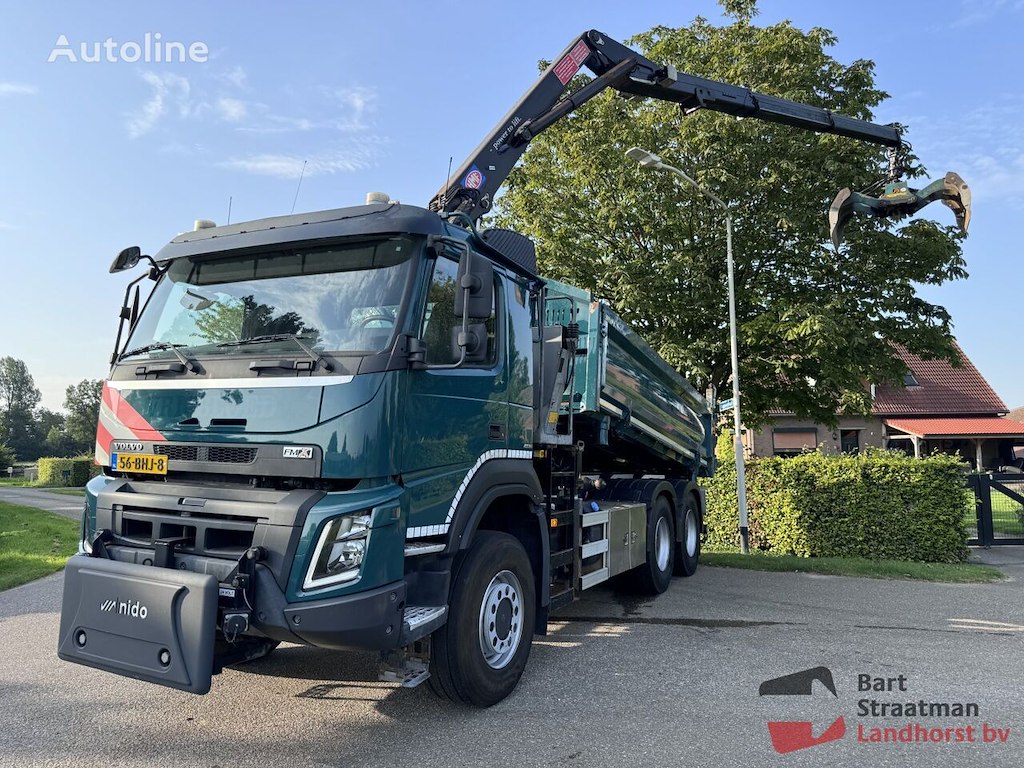 Volvo FMX 370 3 STUKS 6x6 Euro 6 met 2 zijden kipper en HMF 1643 Z2 kr kiper