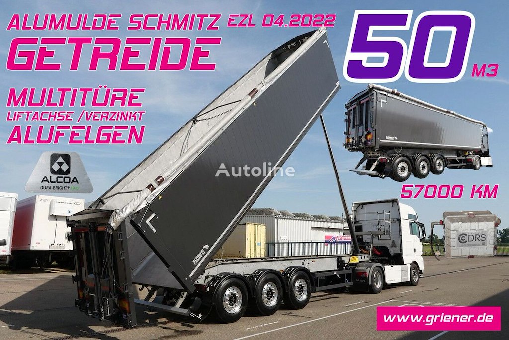 Schmitz Cargobull SKI 24/ALUMULDE GETREIDE 50 m3 /ALU /MULTITÜRE poluprikolica kipera