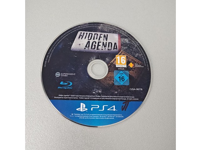 Hidden Agenda   PS4  samo disk