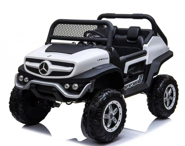 Terenski Mercedes Unimog za DVA deteta na akumulator - beli