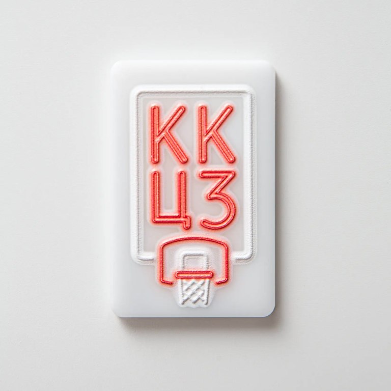 KK Crvena Zvezda 3D Magnet, Neon Beli