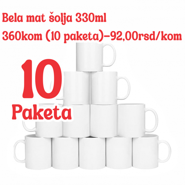 PAKET MAT BELIH ŠOLJA 330 ML (360 KOM)