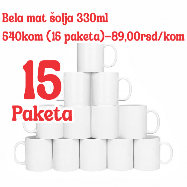 PAKET MAT BELIH ŠOLJA 330 ML (540 KOM)