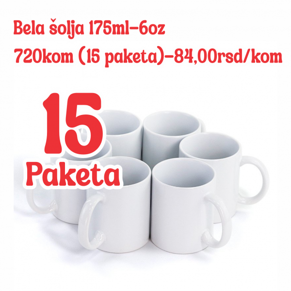 PAKET ŠOLJA (720 KOM) 175 ML BELA ŠOLJA (6 OZ)