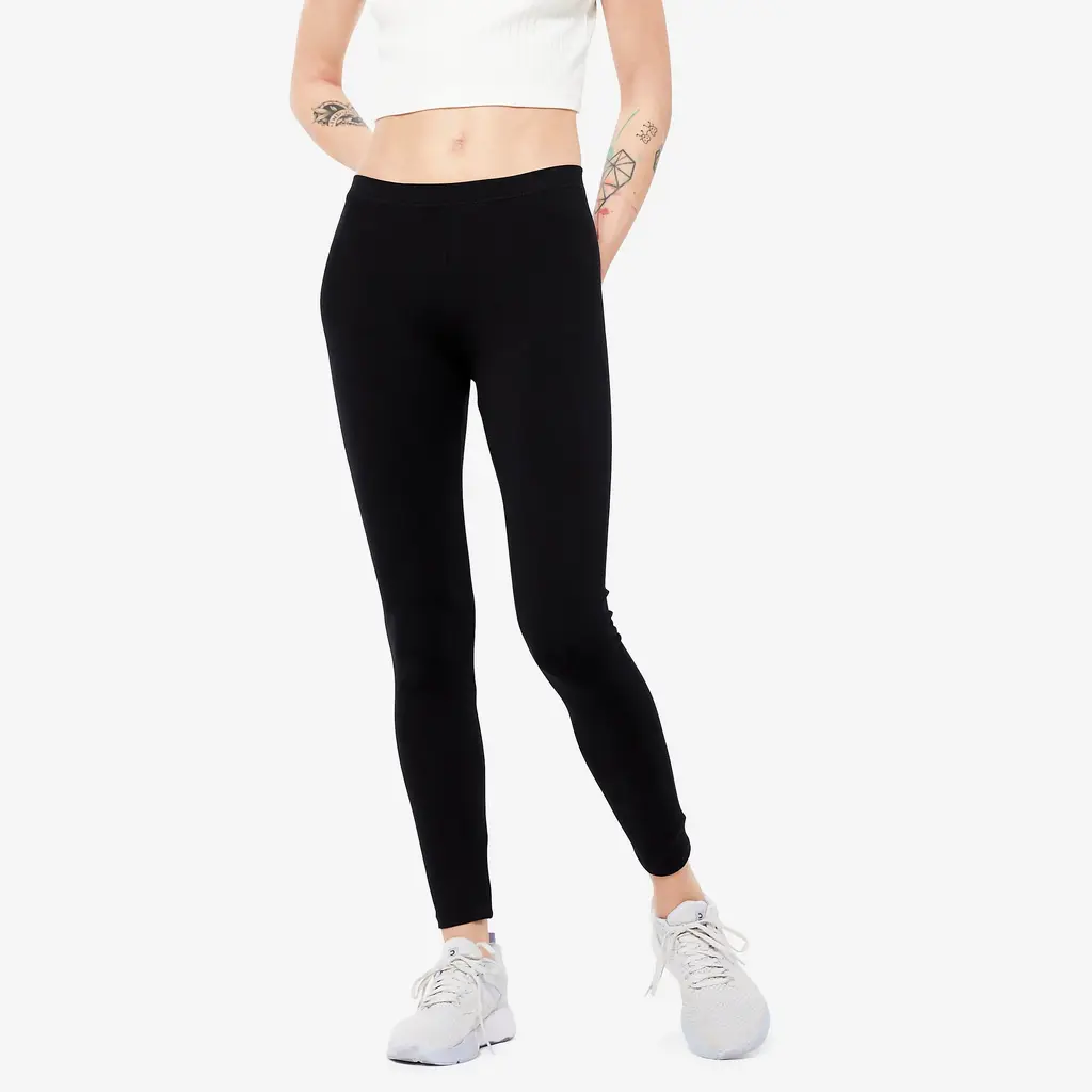 Crne ženske slim-fit helanke za fitnes 100